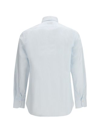 Finamore Mens Napoli Shirt Light Blu Stripe Cotton