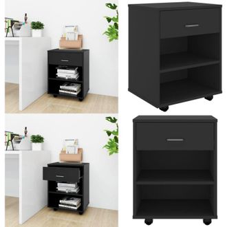 vidaXL Vidaxl - Rollschrank Schwarz 46x36x59 cm Holzwerkstoff - Rollcontainer - Schreibtischschublade - B&uuml;roorganisation - Stauraum - Schwarz - Home & Living
