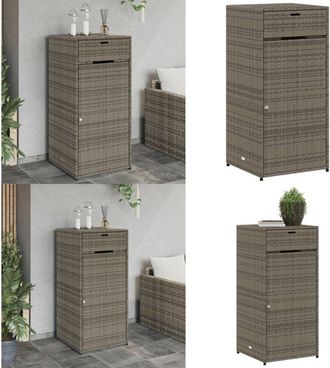 vidaXL Gartenschrank Grau 55x55x111 cm Poly Rattan - Outdoor-Schrank - Gartenschrank - Stauraum - Gartenorganisation - Polyrattan - Home & Living