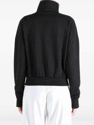 Rick Owens Asymmetric Zip Cotton Jersey Sweatshirt - Black