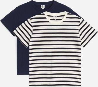 Arket T-Shirt Mit Rundhalsausschnitt 2er-Pack -Blau