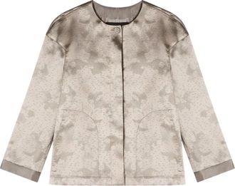 Emporio Armani Femme, Vestes, Gris, Taille: 38 FR Veste en tissu jacquard &agrave; fleurs camouflage ASV