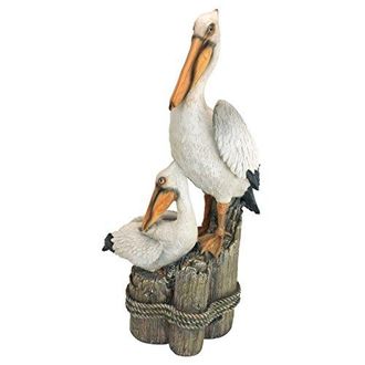 Design Toscano Küstendeko Ozeanpelikane Gartenvogelstatue, Polyresin, Vollfarbe, 61 cm