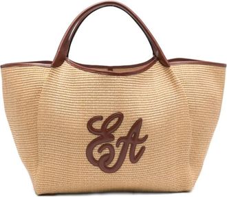 Emporio Armani Femme, Sacs, Brun, Taille: ONE Size Large Straw Tote Bag