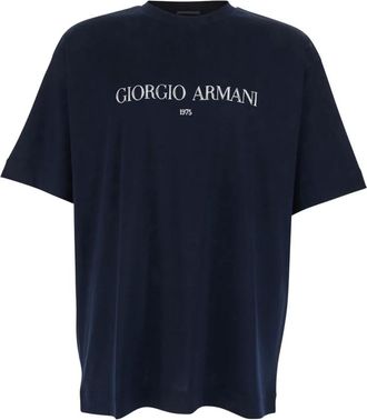 Giorgio Armani Homme, Tops, Bleu, Taille: XL T-shirt en jersey interlock de coton