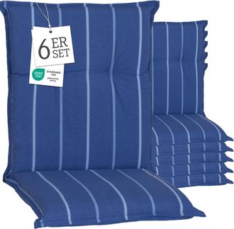 Beo Turin Niedriglehner Gartenstuhlauflagen 6er Set | Waschbar bei 30 Grad | Atmungsaktive Sitzkissen Outdoor | Made in EU, Öko-Tex Standard, UV-beständig