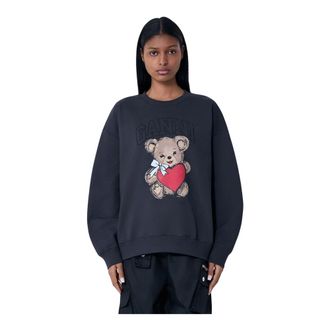 Ganni Femme, Sweatshirts et sweats &agrave; capuche, Noir, Taille: 38 FR SweaT-shirt &agrave; motif logo