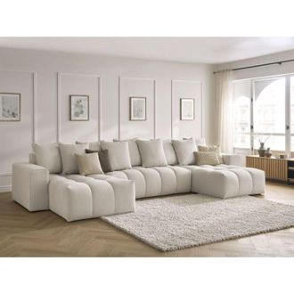 BOBOCHIC Bobochic - Canap&eacute; panoramique fixe mont-blanc tissu chin&eacute; Beige