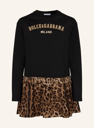 Dolce & Gabbana Kleid Im Materialmix schwarz