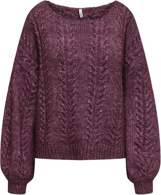 Only Damen Pullover ONLIDA LIFE LS CABLE WIDE-NECK CS KNT (DE/NL/SE/PL, Alphanumerisch, L, Regular, Regular, cabernet)