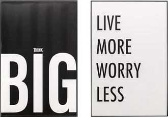 Kare Design Design Wandbild Big Live More, 2er-Set, Schwarz/Wei&szlig;, 60x40 cm, gerahmt, Wanddekoration, Wohnzimmer