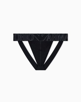 Emporio Armani Herren MEGALOGO Thong Panties, Black, M, Schwarz, M