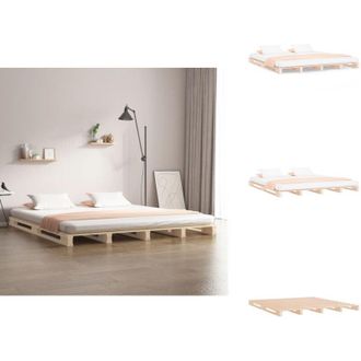 vidaXL Palettenbett 180x200 cm Massivholz - Holzbett - Palettenbett - Kiefernholzbett - Massiver Rahmen - Doppelbett