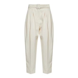 Co G&uuml;rtel-Plisseehose aus Viskoseleinen - - Trousers - Damen - Wei&szlig; - 2XS