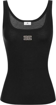 Elisabetta Franchi D&eacute;bardeur c&ocirc;tel&eacute; en laine - Femme - Tops - Noir - Taille: 36 FR