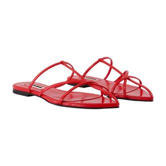 Jil Sander Womens Leather Strappy Sandals Red Goatskin
