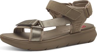 Jana Damen Sandalen flach mit Klettverschluss Vegan, Grün (Sage), 39 EU