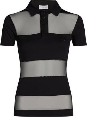 Coperni Top semi-transparent &agrave; col polo en coton m&eacute;lang&eacute;