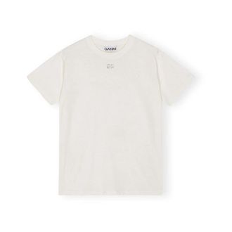Ganni 3946 Basic Jersey Rhinestone T-shirt - - Tops - Damen - Wei&szlig; - 2XS