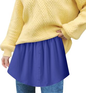 Generic Damen Mini Unterrock Lower Skirt Sweep Hemd Verl&auml;ngerung Rock mit Kn&ouml;pfen Mini Skirt Shirt Extenders Damen