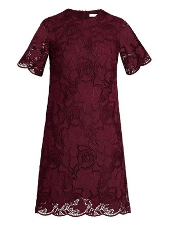 Erdem robe courte à fleurs en dentelle - Rouge