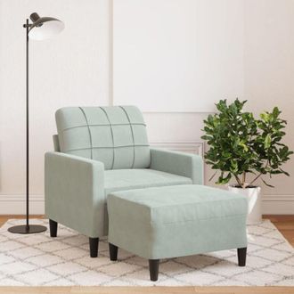 vidaXL Sessel mit Hocker Hellgrau 60 cm Samt - Vidaxl