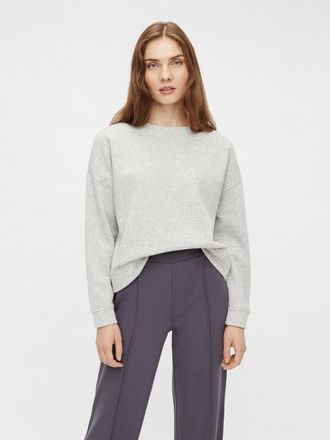 Pieces Sweatshirt PIECES PCCHILLI LS SWEAT NOOS BC, Damen, Gr. XL, grau (light grau melange), Sweatware, Obermaterial: 50% Baumwolle, 50% Polyester, meliert,