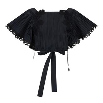 Alberta Ferretti Oberteil mit ausgestellten &Auml;rmeln und Band - - Blouses & Shirts - Damen - Schwarzk - S