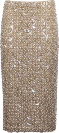 P.A.R.O.S.H. P.a.r.o.s.h., Femme, Jupes, Beige, Taille: 38 FR Sequin Floral Midi Skirt