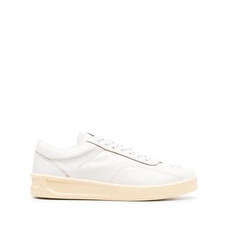 Jil Sander Wei&szlig;e Leder-Schn&uuml;r-Sneakers - - Shoes - Herren - Wei&szlig; - 36 EU