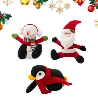 Generic Weihnachtspl&uuml;schtier f&uuml;r Treppen - 3 St&uuml;ck Weihnachtsmann Pinguin Bonho Our Fe Schlafzimmer Wohnzimmer Kaminsims