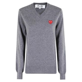 Comme Des Gar&ccedil;ons Knit Rhinestone Emblem Sweater - - Knitwear - Herren - Grau - M