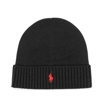 Polo Ralph Lauren Homme, Accessoires, Noir, Taille: ONE Size Logo-Embroidered Wool Beanie