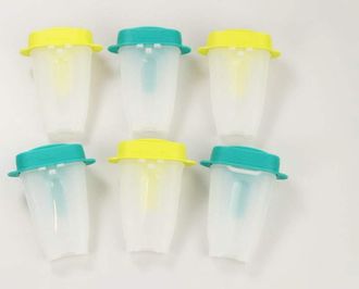 Tupperware Kinder Eislutscher Lollitups weiß türkis gelb limette D178