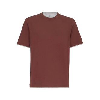 Brunello Cucinelli T-shirt &agrave; effet superpos&eacute; factice - Homme - Tops - Brun - Taille: 3XL