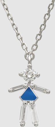 Little Ones Paris Collier Pendentif Fille Argent Big Blue 45cm