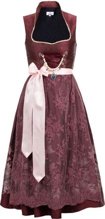 Edelnice Trachtenmode Exklusives Designer Stehkragen Langes Dirndl Stella inkl. Spitzen Dirndlsch&uuml;rze und Charivari Gr. 34-54 (48)