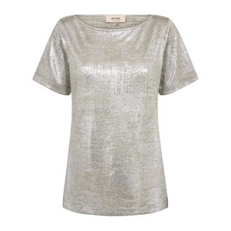Mos Mosh MOS Mosh - MMNiva O-Ss Metallic Tee - Femme - Tops - Gris - Taille: 40 FR