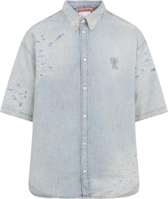 Acne Studios Homme, Chemises, Bleu, Taille: XL Chemise Broderie Effet Us&eacute;