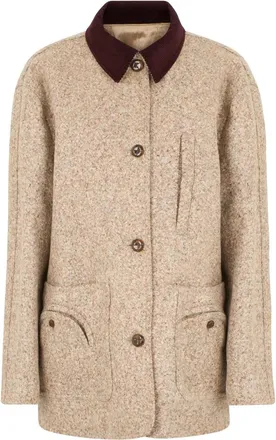 Blaz&eacute; Milano Femme, Manteaux, Beige, Taille: 40 FR Veste en m&eacute;lange dalpaga et de laine