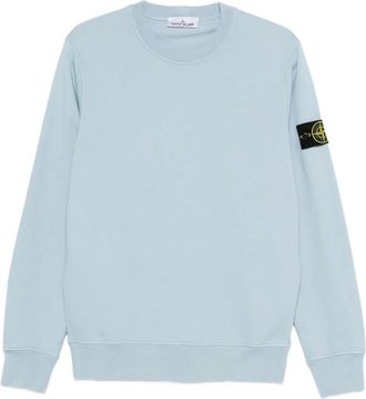 Stone Island Homme, Sweatshirts et sweats &agrave; capuche, Bleu, Taille: M Logo-patch Long-sleeve SweaT-shirt