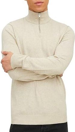 Jack & Jones Jjeemil Knit Half Zip Noos Homme Sweater, Beige, S