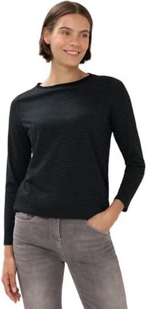 Cecil 3227275 T-Shirt à Rayures tonales, Noir, S Femmes