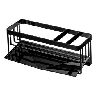 Yamazaki Tableware Yamazaki 5017 Tower Abtropfgestell f&uuml;r Schw&auml;mme und Seifenspender, schwarz, Stahl, Minimalistisches Design, 25 x 10 x 9,5 cm (LxBxH)