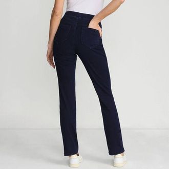 Lands End Mid Waist Straight Knit Jeans, Damen, Gr&ouml;&szlig;e:36-38 regular, Blau, Baumwoll-Mischung/Polyester-Mischung, by Lands End