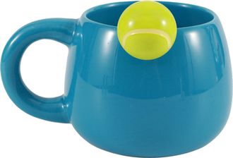 i-Total Keramiktasse mit Tiermotiv aus Keramik am Rand, Tasse f&uuml;r Tee oder Kaffee (TENNIS)