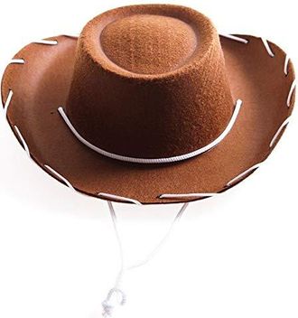 Generic Chapeau de cowboy pour jeunes pour f&ecirc;te, vacances, accessoire rouge, d&eacute;guisement de cowboy pour enfants de 12 &agrave; 18 mois (marron, taille unique)