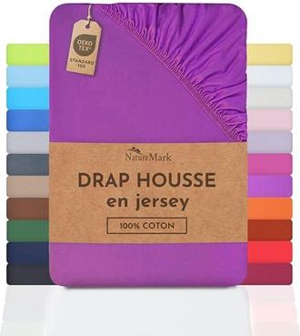 NatureMark Drap-Housse en Jersey, 100% Coton, Disponible dans de Nombreuses Tailles et Couleurs, qualit&eacute; Oeko-Tex Standard 100, 140 x 200 cm - 160 x 200 cm, Viol