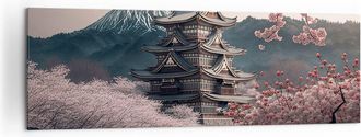 Arttor Bilder auf Leinwand 160x50cm Leinwandbild Asien Japan Japanische Kirsche Groß XXL Wanddeko Bild Schlafzimmer Wandbilder Dekoration Wohnzimmer Wall Dec
