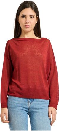 iBlues Femme, Pulls, Rouge, Taille: 40 FR Pull en Lin M&eacute;lange Coupe OEuf
